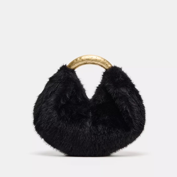 Zara | Bags | Zara Faux Fur Handbag With Metal Handle | Poshmark